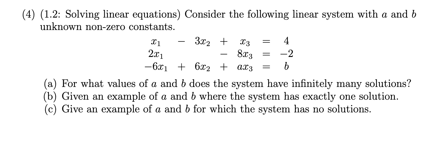 Solved (1.2: Solving linear equations) Consider the | Chegg.com