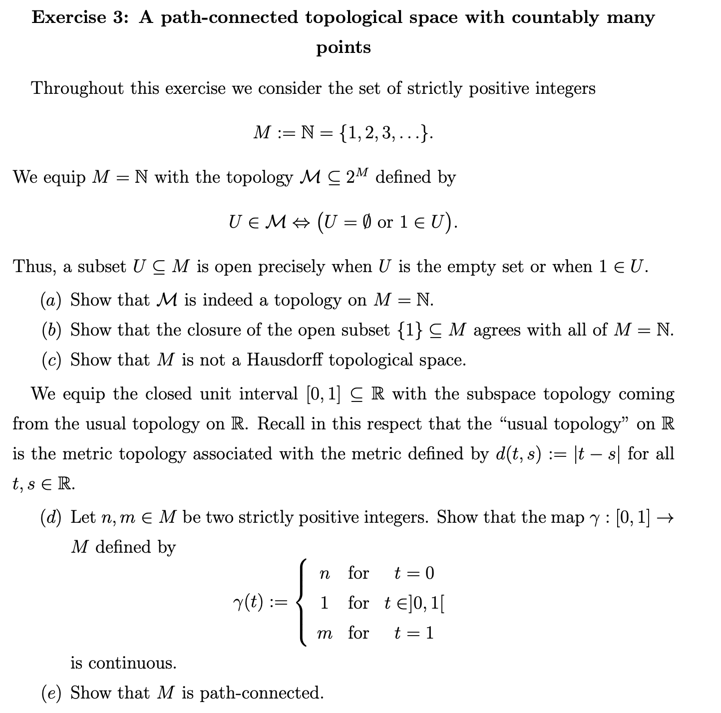 Solved Exercise 3: A path-connected topological space with | Chegg.com