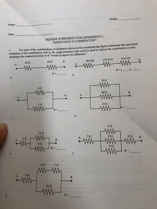 Solved Name: Date: PREVIEW WORKSHEET FOR EXPERIMENT C | Chegg.com