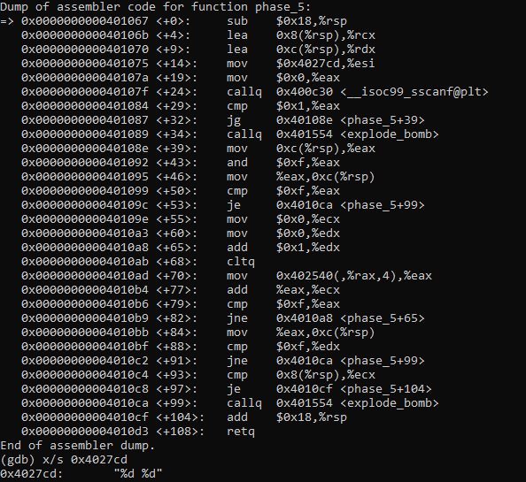 Solved Binary Bomb Phase_5I need help with getting the two | Chegg.com