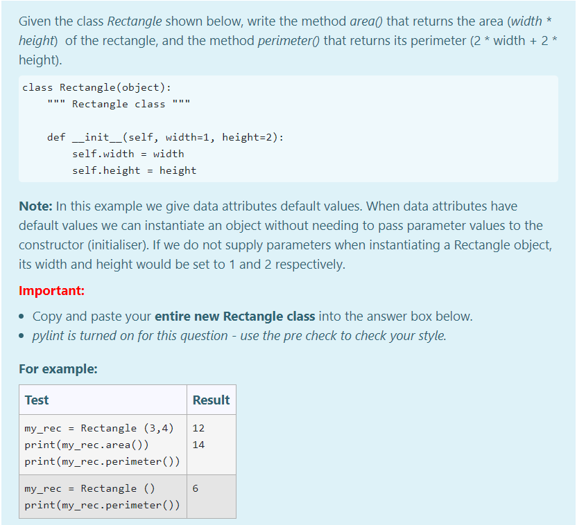 Solved Given the class Rectangle shown below, write the | Chegg.com