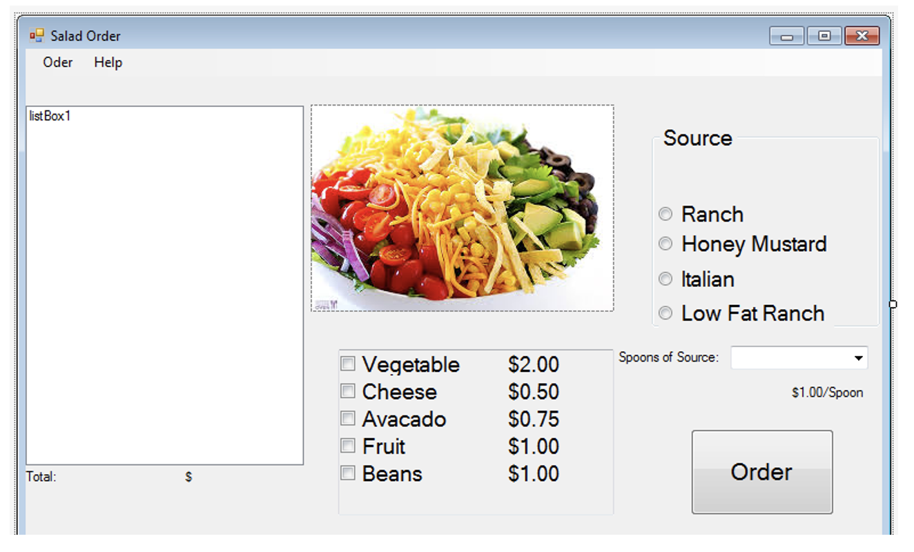 Solved This is a simple version of salad ordering software. | Chegg.com