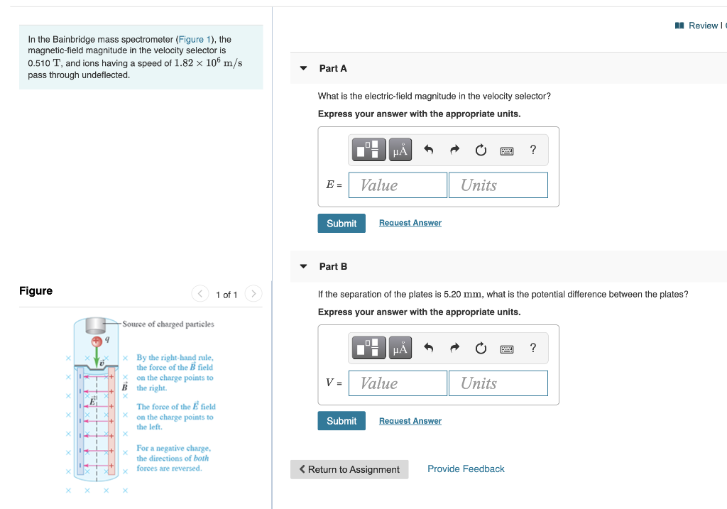 Solved In Review In the Bainbridge mass spectrometer (Figure | Chegg.com