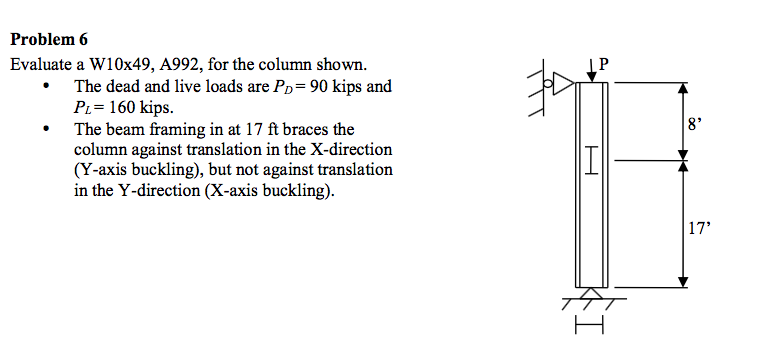 Solved Problem 6 Evaluate a W10x49, A992, for the column | Chegg.com