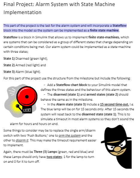 Solved Final Project: Alarm System with State Machine | Chegg.com