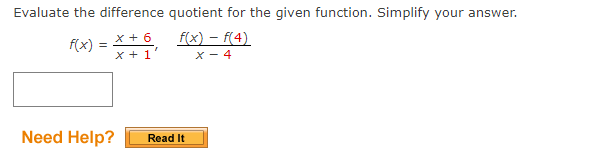 Solved Evaluate the difference quotient for the given | Chegg.com