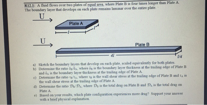 Solved A fluid flows over two plates of equal area, where | Chegg.com