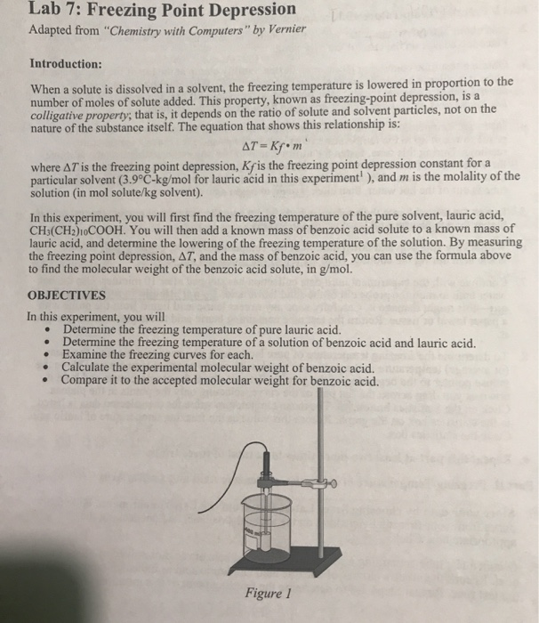 Lab 7: Freezing Point Depression Adapted from | Chegg.com