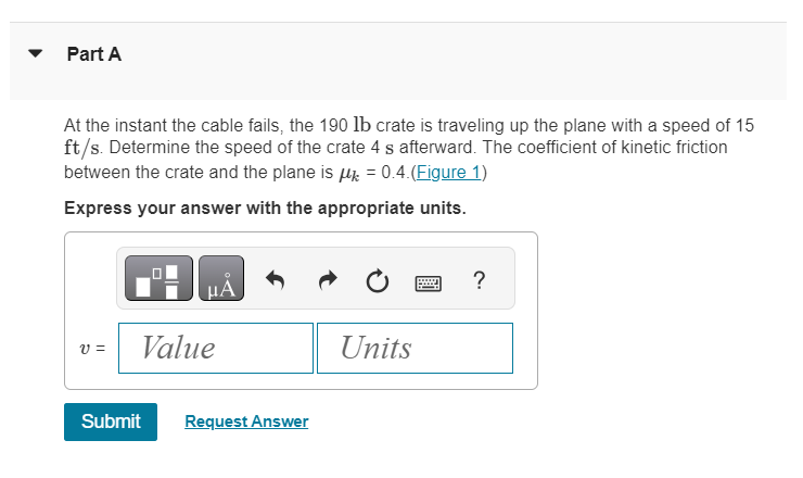 Solved At the instant the cable fails, the 190lb crate is | Chegg.com