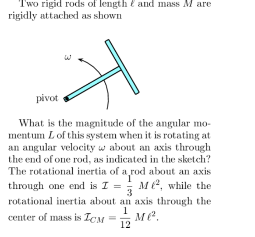 Solved Two rigid rods of length l and mass M are rigidly | Chegg.com