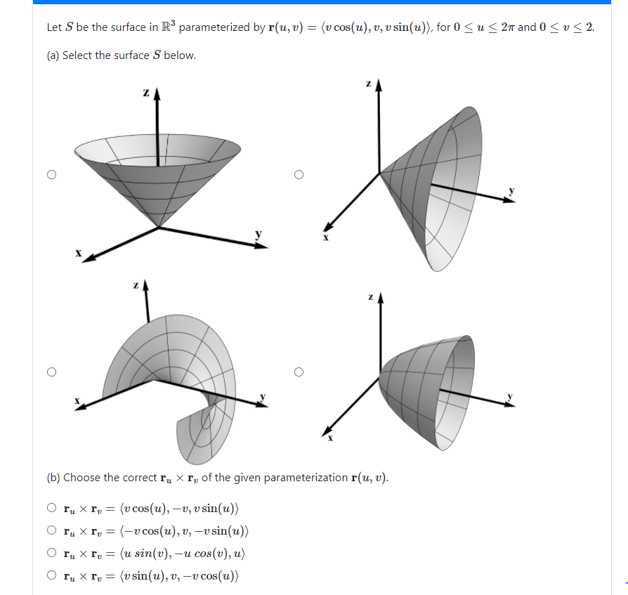 Solved Let S be the surface in R3 parameterized by r(u, v) = | Chegg.com