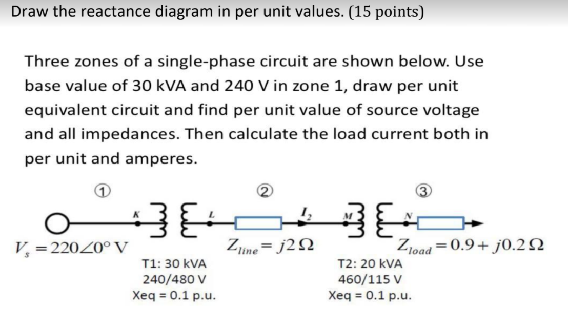 Solved Draw the reactance diagram in per unit values. (15 | Chegg.com