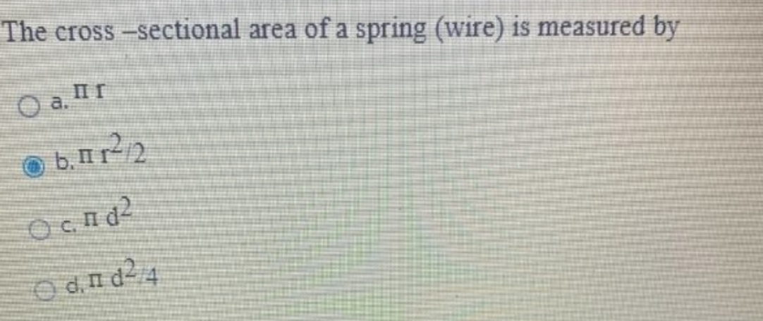 Solved The cross-sectional area of a spring (wire) is | Chegg.com