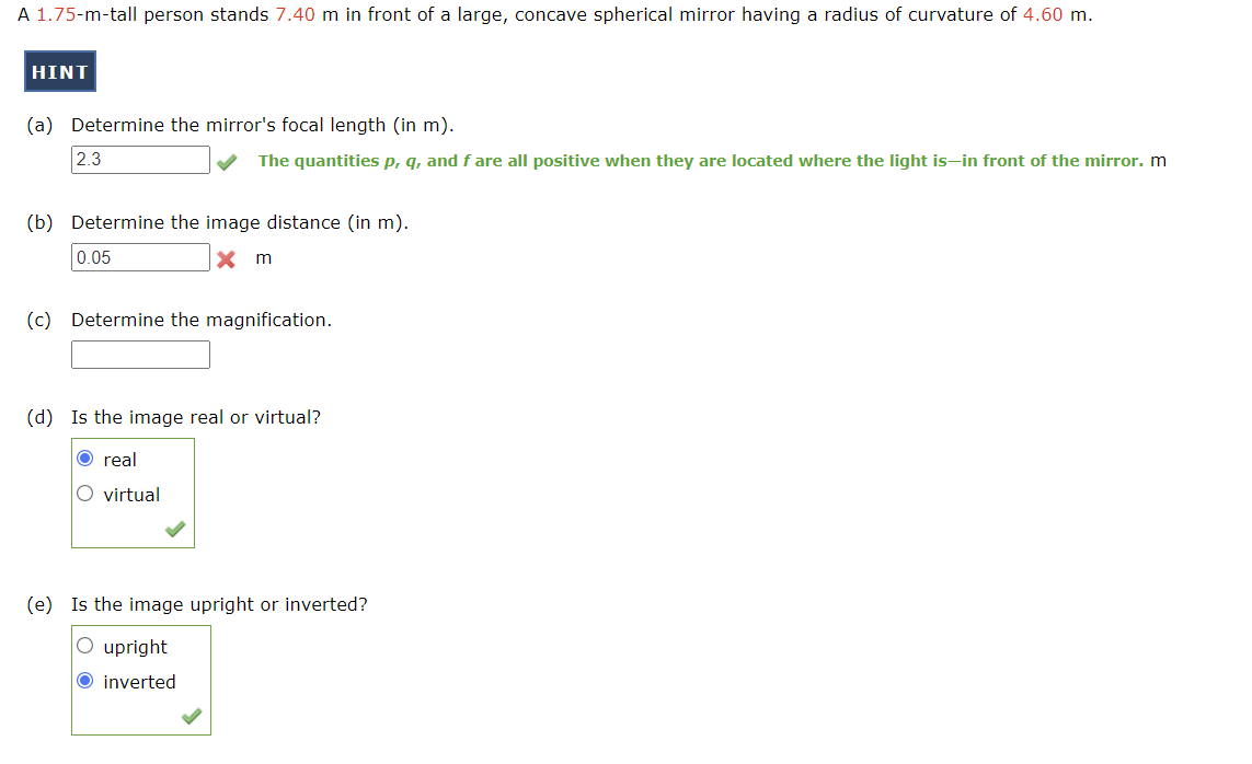 Solved A 1.75-m-tall person stands 7.40 m in front of a | Chegg.com