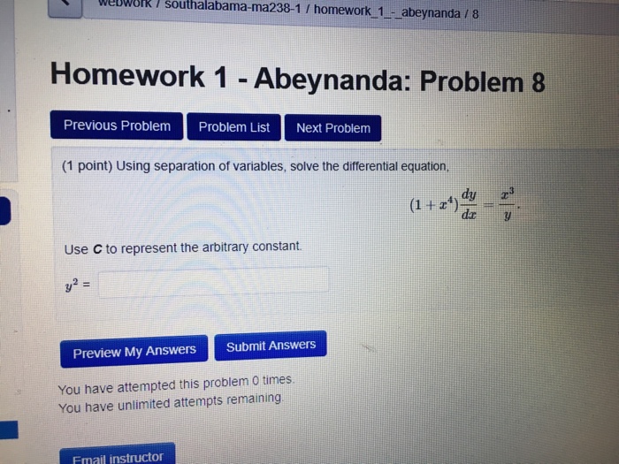 Solved Using Separation Of Variables Solve The Differential