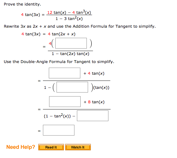 Solved Prove the identity. 12 tan(x) - 4 tan(x) 1 3 tan2(x) | Chegg.com