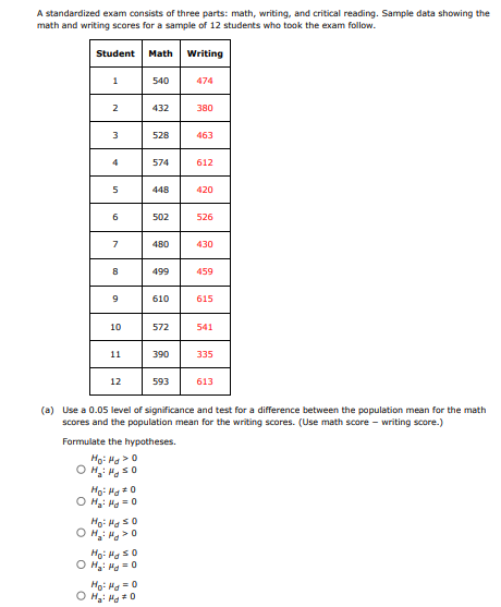 Solved A standardized exam consists of three parts: math, | Chegg.com