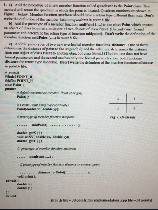 Solved 1. a) Add the prototype of a new member function | Chegg.com