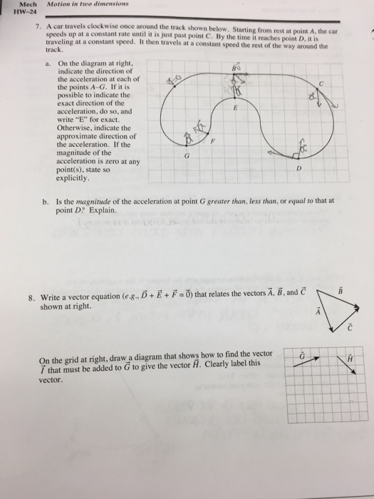 Solved Motion in two dimensions Mech HW-24 travels clockwise | Chegg.com