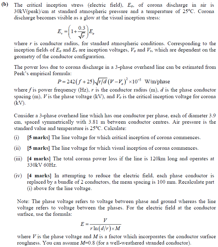 (b) The critical inception stress (electric field), | Chegg.com