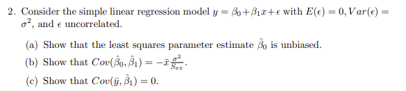 Solved 2. Consider the simple linear regression model | Chegg.com
