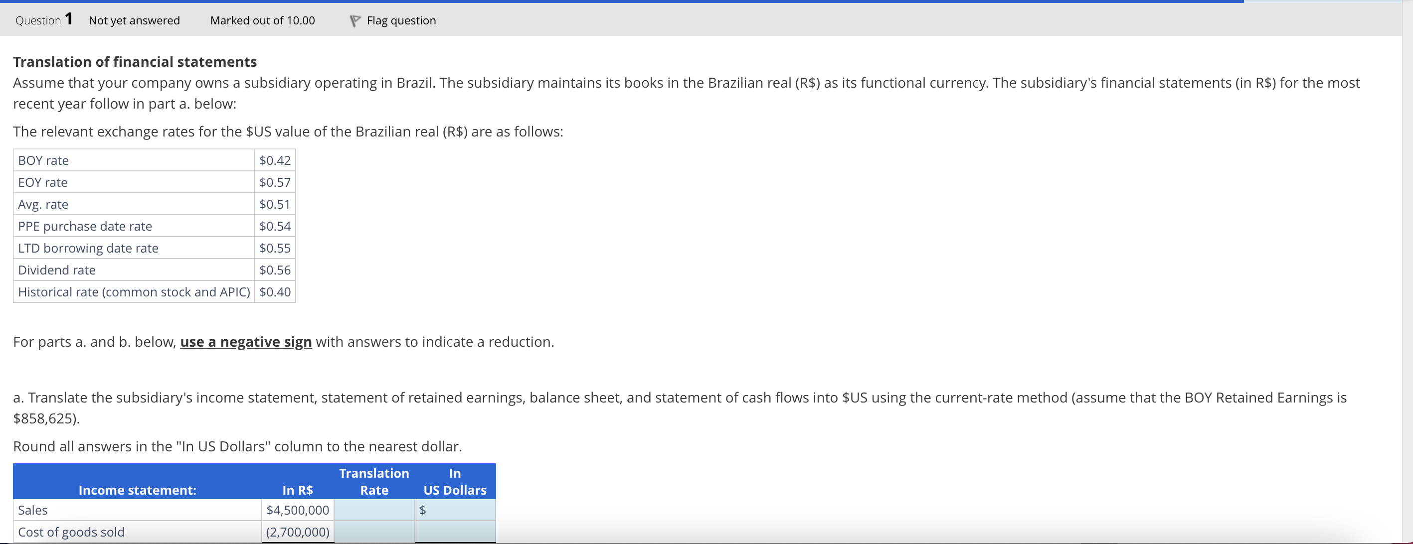 Solved Translation of financial statementsAssume that your | Chegg.com
