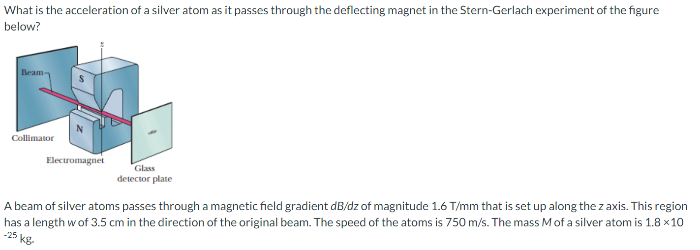 Solved What is the acceleration of a silver atom as it | Chegg.com