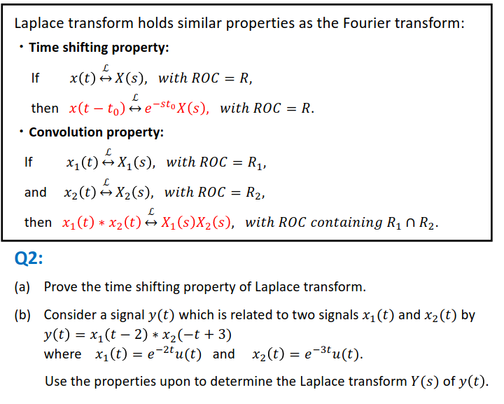 Solved Laplace transform holds similar properties as the | Chegg.com
