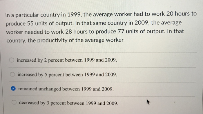 Solved In a particular country in 1999, the average worker | Chegg.com