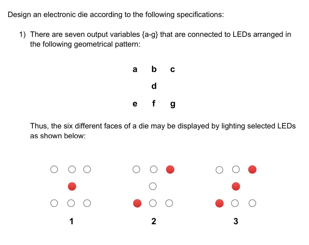 Design an electronic die according to the following | Chegg.com