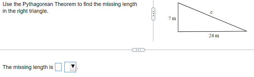 Solved Use the Pythagorean Theorem to find the missing | Chegg.com