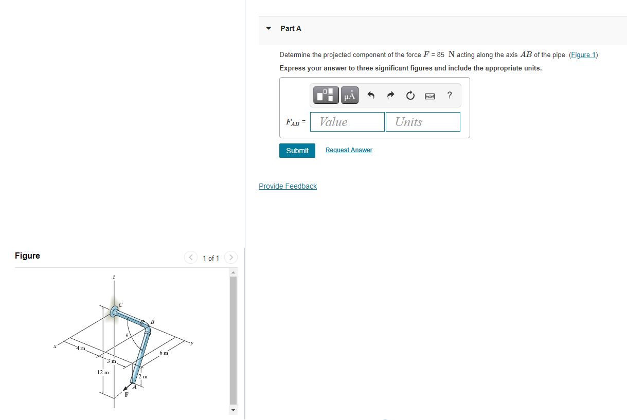 Solved Part A Determine the projected component of the force | Chegg.com