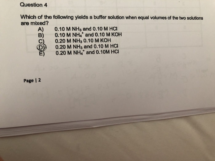 Solved Question 4 Which of the following yields a buffer | Chegg.com