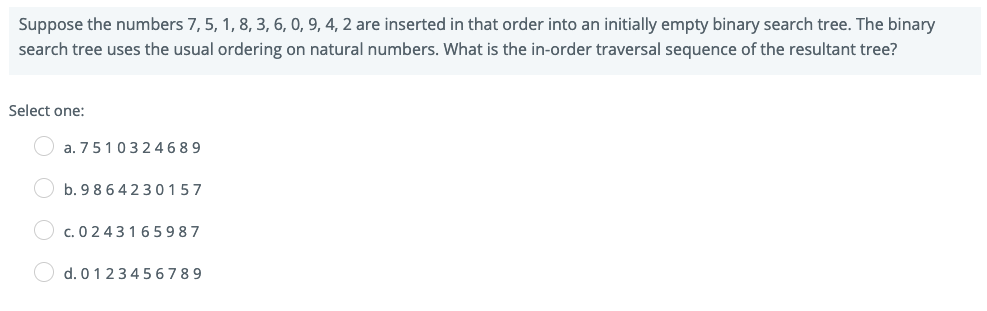 Solved Suppose The Numbers 751836094 2 Are Inserted