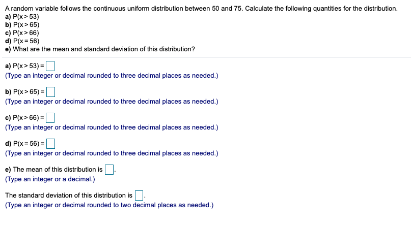 Solved A random variable follows the continuous uniform | Chegg.com