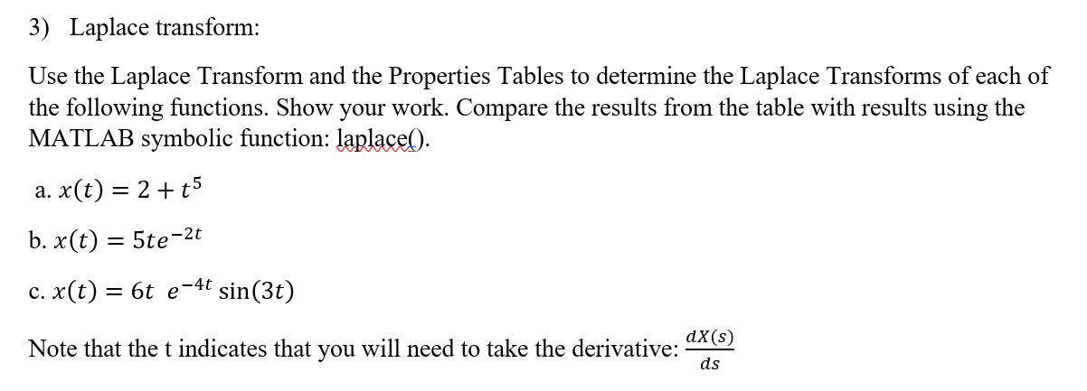 Solved 3) Laplace transform: Use the Laplace Transform and | Chegg.com