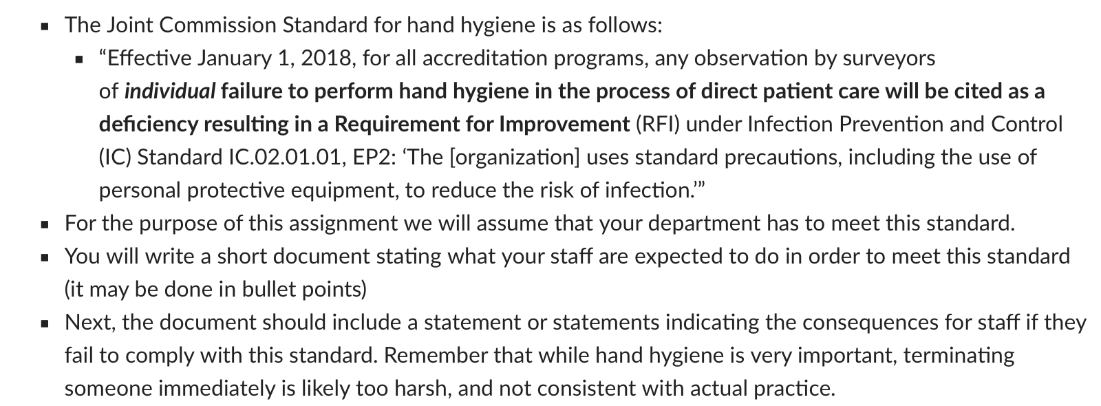 Solved - The Joint Commission Standard for hand hygiene is | Chegg.com