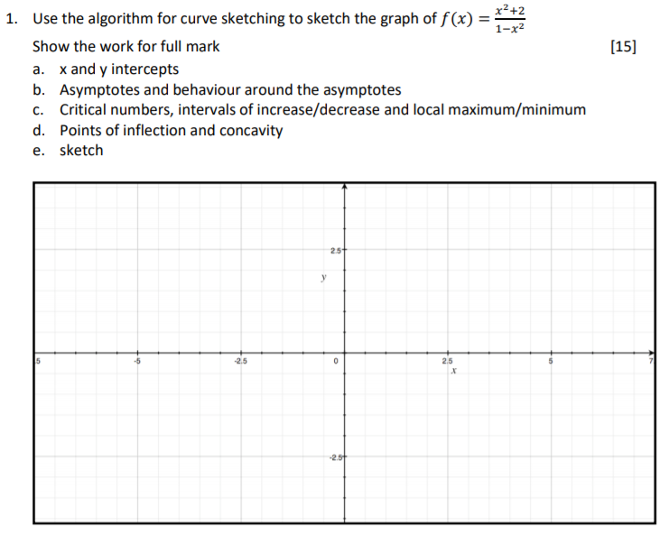 Solved x2+2 1. Use the algorithm for curve sketching to | Chegg.com