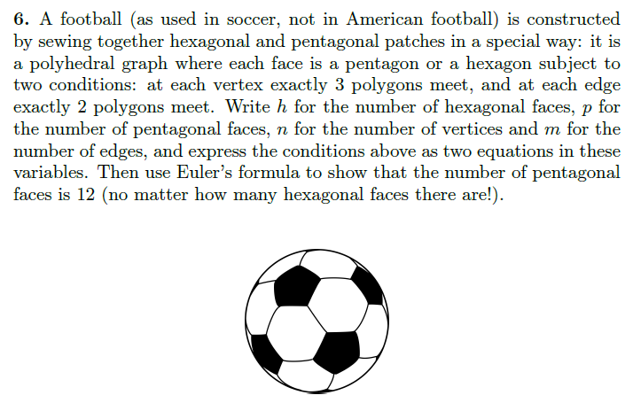 Solved 6. A football (as used in soccer, not in American | Chegg.com