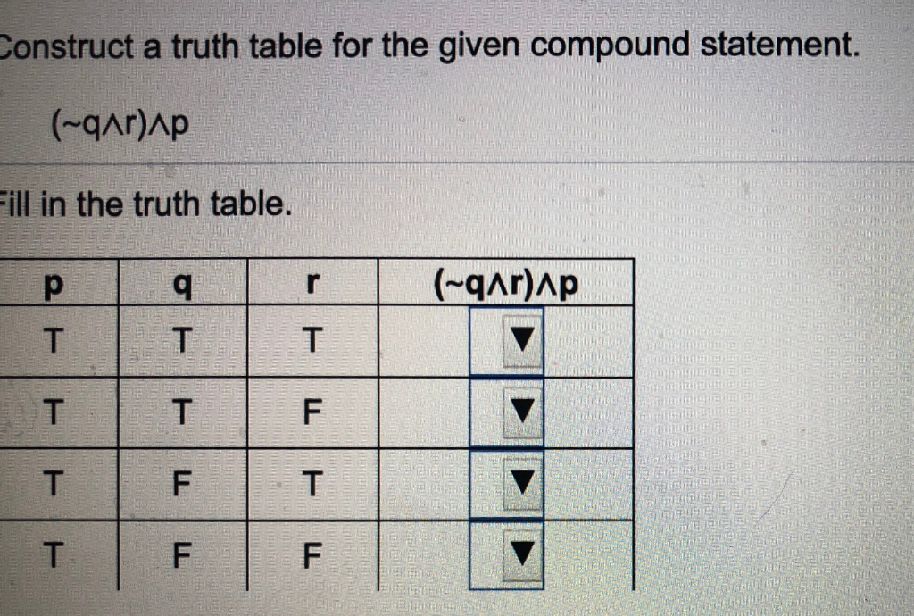 Solved Construct A Truth Table For The Given Compound