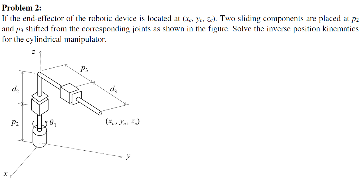 Solved Problem 2: If the end-effector of the robotic device | Chegg.com
