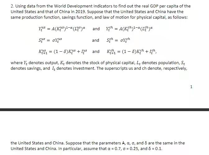 Solved 2. Using data from the World Development Indicators | Chegg.com