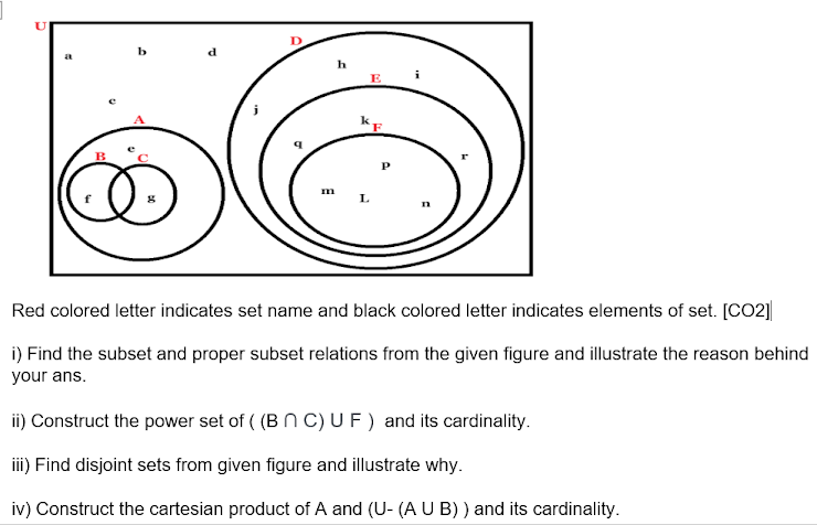 Solved Red colored letter indicates set name and black | Chegg.com
