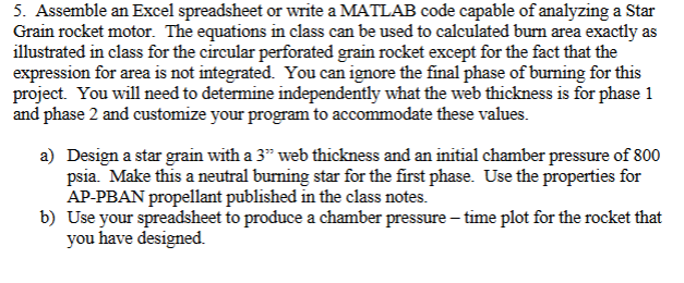 5. ﻿Assemble an Excel spreadsheet or write a MATLAB | Chegg.com