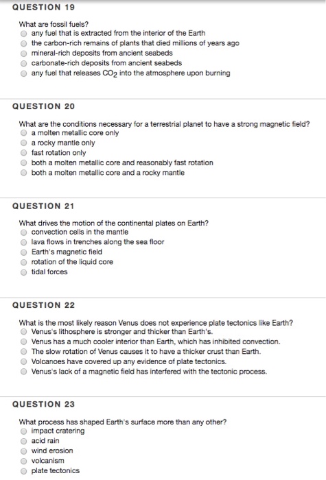 Solved QUESTION 19 What are fossil fuels? any fuel that is | Chegg.com