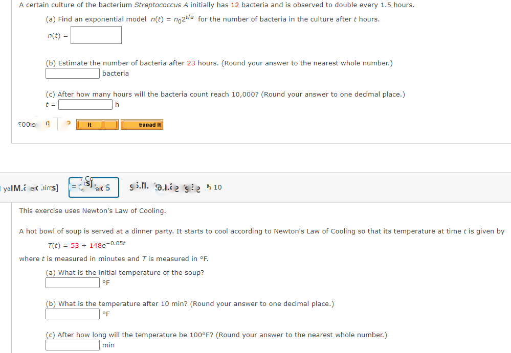 Solved A certain culture of the bacterium Streptococcus A | Chegg.com