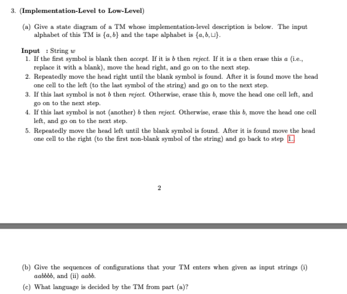 Solved (Implementation-Level to Low-Level) (a) Give a state | Chegg.com