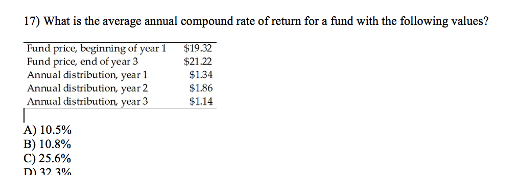 Solved 17) What is the average annual compound rate of | Chegg.com