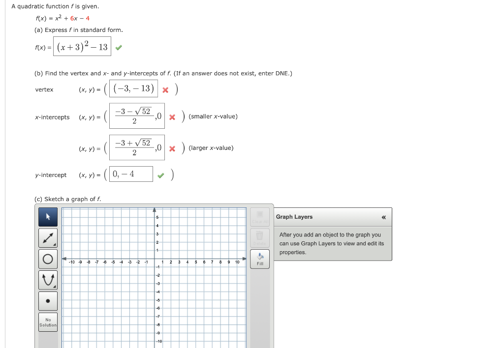 Solved A quadratic function f is given. f(x)=x2+6x−4 (a) | Chegg.com