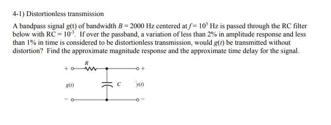 Solved A bandpass signal g(t) of bandwidth B = 2000 Hz | Chegg.com